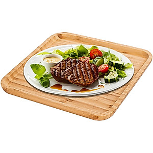 Bearstar 2-Pack Bamboo Square Plates ,12 Inches Cheese Plates Coffee Tea Serving Tray Fruit platters Party Dinner Plates Sour Candy Tray