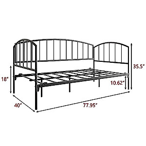 Modern Metal Daybed Frame, Heavy Duty Sofa Bed Platform with 7 Legs/Storage Space for Living Room Guest Room, Mattress Foundation Camas/Noise Free/No Box Spring Needed/Easy Assembly, Black