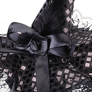 BinaryABC Halloween Witch Hat Headband for Halloween Costume Dress up Party Supplies (Black)