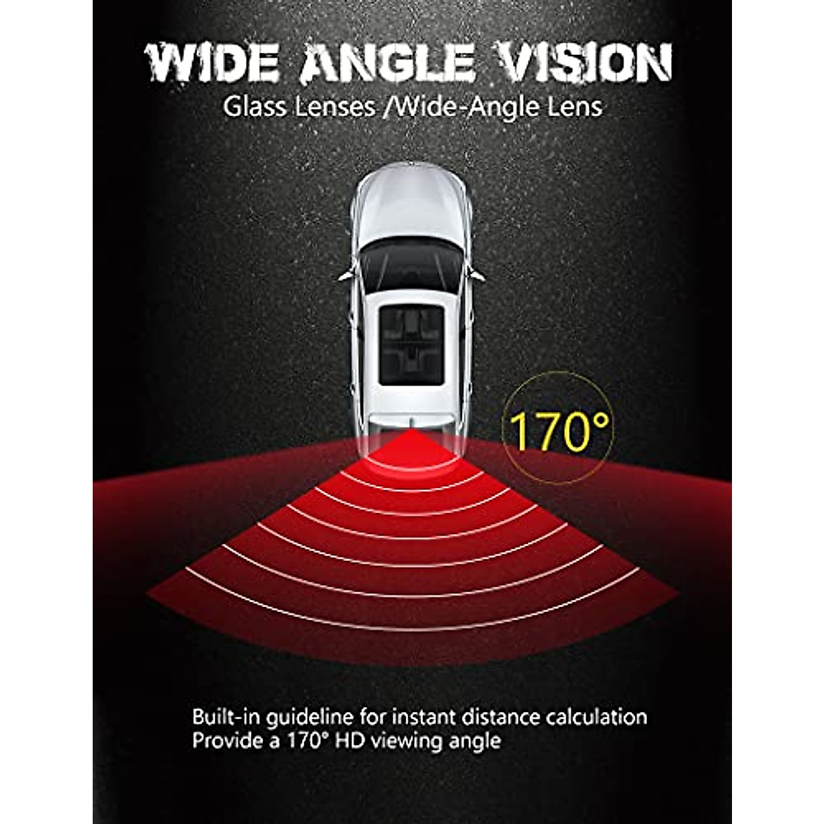 RED WOLF Replacement for Jeep Wrangler JK License Plate Backup Camera 2007 -2018 Jeep Reverse Rear View Parking License Plate Mount 170° Wide Vision Waterproof