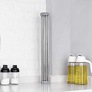 EC ELEGANTCHARM Roll Up Dish Drying Racks, Over Kitchen Sink Counter Rv Wide 17.5" x 16" Rollup Dish Rack, Foldable Stainless Steel Multipurpose Heat Resistant Rolling Dishes Drainer
