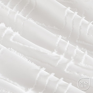 JELLYMONI Ultra-Soft Microfiber 3pc Tufted Duvet Cover Set, White Boho Textured Bedding Cover Jacquard Rhombus Geometric Pattern Reversible Comforter Cover with Zipper Closure & Corner Ties (Full)