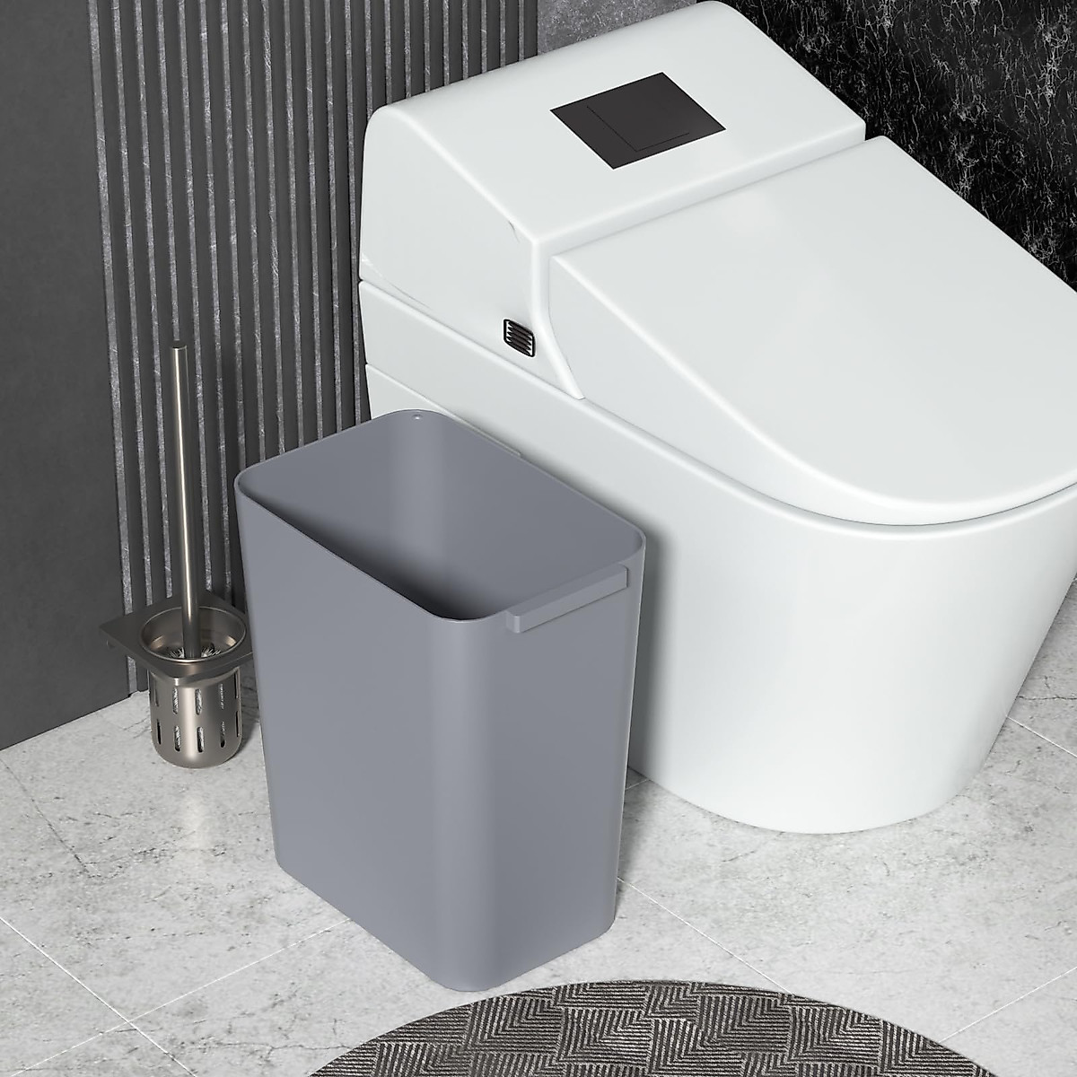 Hespama 4 Gallon Garbage Can Open Top, 3 Packs, Plastic Kitchen Waste Baskets, Grey