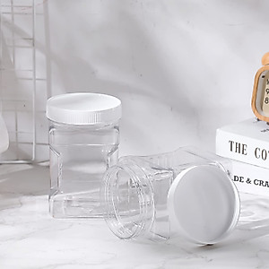 6 Pcs Half Gallon Square Plastic Containers with Lids 60.8 oz Clear Plastic Jars Storage Containers Grip Jars Large Mouth Square Canisters for Food Snack Kitchen