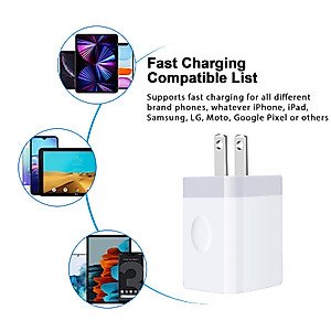 20W Dual Port USB C Fast Wall Charger Power Adapter for Samsung Galaxy S24 A15 A54 S23 S22 S21 S10 Plus Ultra, iPhone 15 14 13 12 11 Mini Pro Max, 2PC PD Type C Block Plug Box Charging Cube Base Brick
