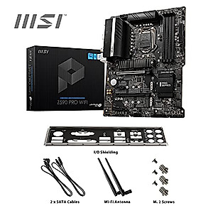 MSI Z590 PRO WiFi ProSeries Motherboard (ATX, 11th/10th Gen Intel Core, LGA 1200 Socket, DDR4, PCIe 4, M.2 Slots, USB 3.2 Gen 2, 2.5G LAN, DP/HDMI, Wi-Fi 6E)