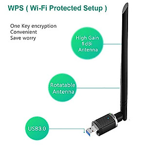 EDUP USB 3.0 Wi-Fi Adapter AC1300Mbps WiFi Dongle 802.11 ac Wireless Network Adapter with Dual Band 2.4GHz/ 5.8GHz 5dBi Antenna for Desktop Windows XP/Vista / 7/8.1/10 / Mac 10. 6-10.15
