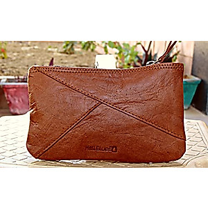 Hell Blues Genuine Leather Pencil Case Handmade Zippered Pouch Practical Pen Cases for Adults & Students - Unique Design ~ 8" x 5" inches