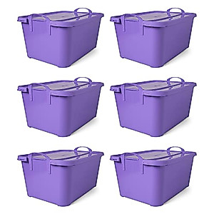 Life Story Purple Stackable Closet Organization Storage Box, 55 Quart (6 Pack)