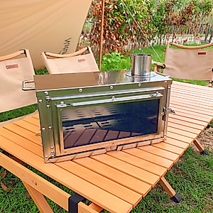 TITIMO Foldable large tent stoves with Chimney Pipe Wood Burning Stove for Camping,Hunting,Ice Fishing,Heating,Cooking(Stainless Steel)