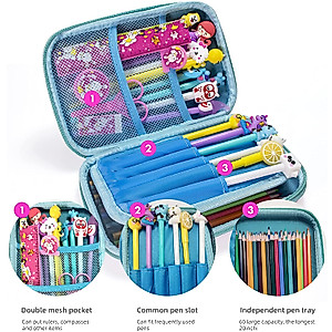 Bunny Pencil Case Holder for Boys Girls Kids, Cute EVA Pen Marker Pouch Stationery Box Anti-Shock Large Storage Capacity Multi-Compartment for School KG APHA Green