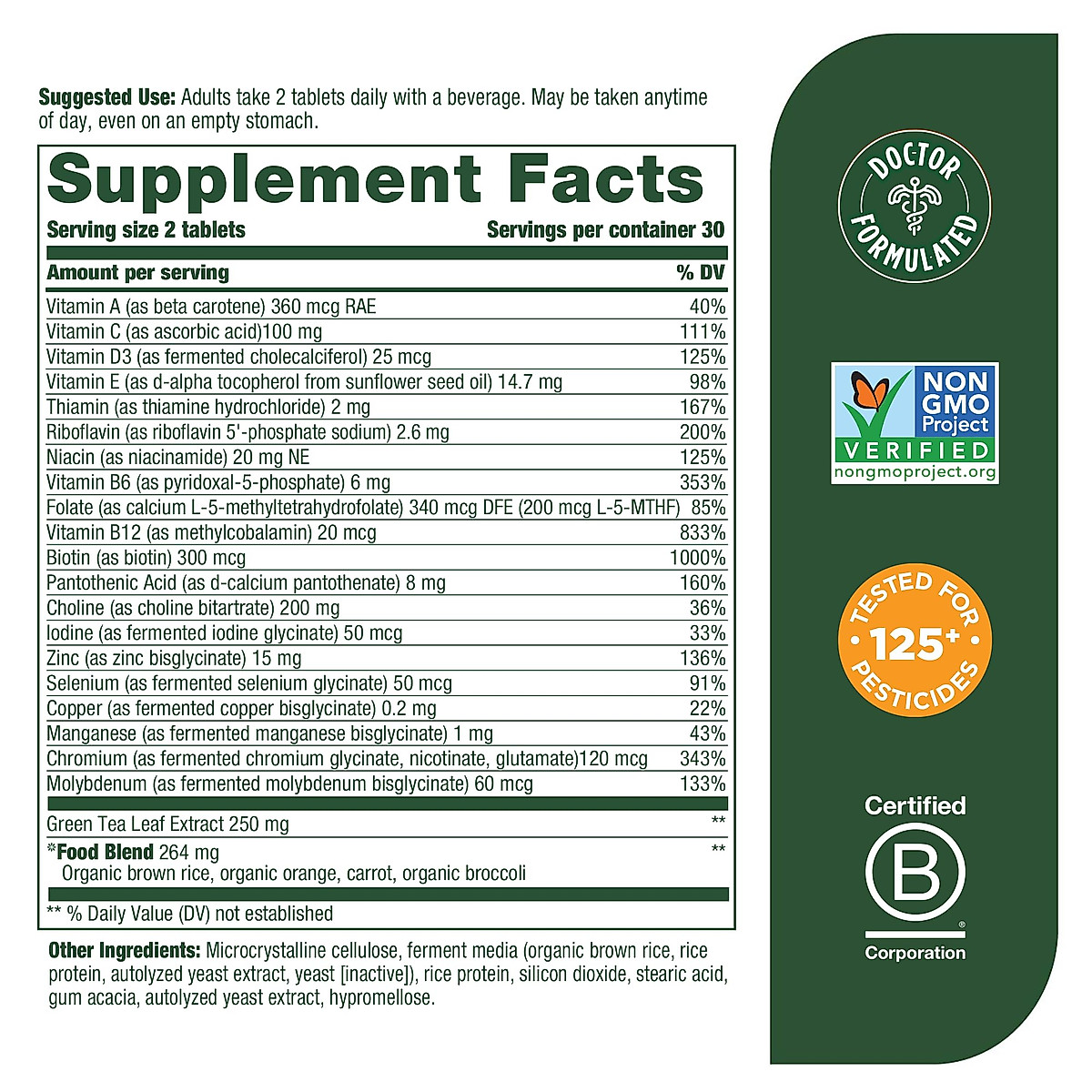 MegaFood Women's 55+ Advanced Multivitamin for Women - Doctor-Formulated with Choline, Vitamin D3, Vitamin B12, Biotin - Plus Real Food - Optimal Aging, - Vegetarian - 60 Tabs (30 Servings)