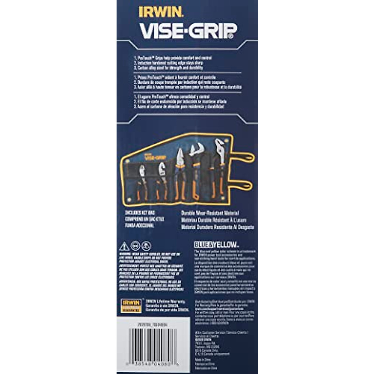 IRWIN VISE-GRIP Pliers Set with Tool Wrap, 5-Piece (2078708) , Blue