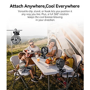 Leeyalan 10000mAh Clip on Fan Rechargeable,2024 Updated,Hangable Fan with Lights and Remote, Desk Fan USB Plug in with Sturdy Clamp,3 Speeds,Mute Multi-function,Operation for Office Dorm Bedroom