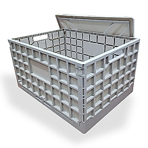 PTEREIW 21.5 Gallon(80L) Large Plastic Storage Totes, Stackable Storage Bin with Lid, Heavy Duty Plastic Container,Rugged Garage Organizer Container and Lidded Storage Basket(Grey)