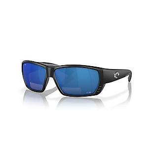 Costa Del Mar Man Sunglasses Matte Black Frame Blue Mirror Lenses - 62MM