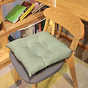 NINE GAD Chair Cushions for Dining Chairs 6 Pack - Cojines para Sillas De Comedor, Pads Set of 6, Non Skid Kitchen Sofa Office Room Decor (Green), 16 Inches