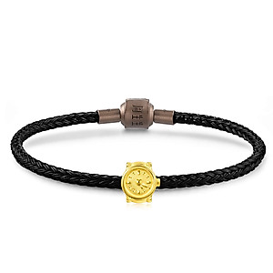 CHOW SANG SANG 999 24K Solid Gold Love Watch Mini Charm Bracelet for Women 92444C (Gold, 17 CM)
