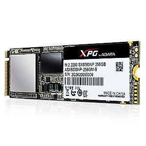 ADATA XPG SX8000 PCIe 256GB 3D NAND MLC NVMe Gen3x4 M.2 2280 Solid State Drive (ASX8000NP-256GM-C)