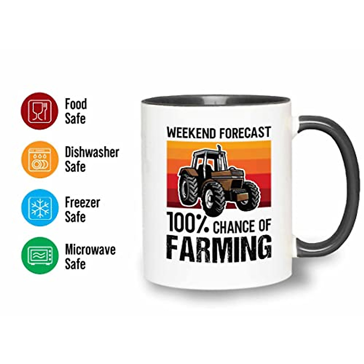 Bubble Hugs Farmer Birthday Two Tone Black Edition Coffee Mug 11oz - Forecast Farming - Dry Farming Farm ranch Market Garden Agricultural Seed Drill Acre Hay Tractor Farmer Crops