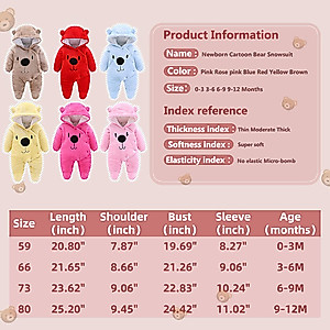 ALLAIBB Baby Newborn Snowsuit Winter Hooded Footie Fleece Jumpsuit for Infant Girls Boys