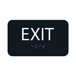 ALPHA DOG Tactile Exit Sign with Braille - ADA Compliant Exit Sign with Grade 2 Contracted Braille and Raised Text, 3x5 inch, UV Stable for Indoor or Outdoor Use, Easy Installation, Made in the USA