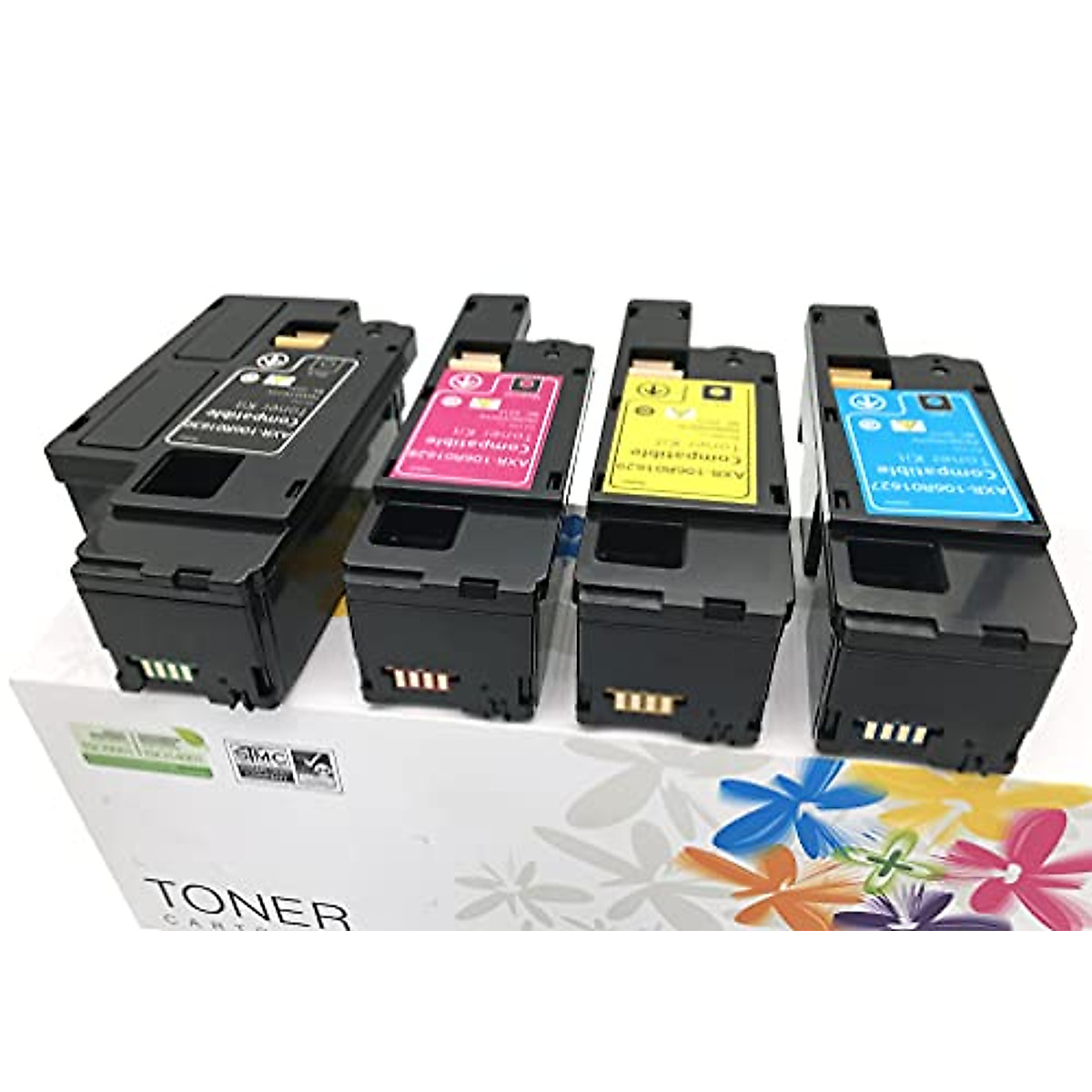 EF Products Replacement Toner Cartridge for Xerox Phaser 6000 6010 Workcentre 6015 ( Black 106R01630, Yellow 106R01629, Magenta 106R01628, Cyan 106R01627, 4-Pack)