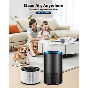 AP-S0610L True HEPA Filter Compatible with MOOKA AP-S0610L Air Purifier, 3-in-1 H13 True HEPA Filter Replacement, 2 Pack