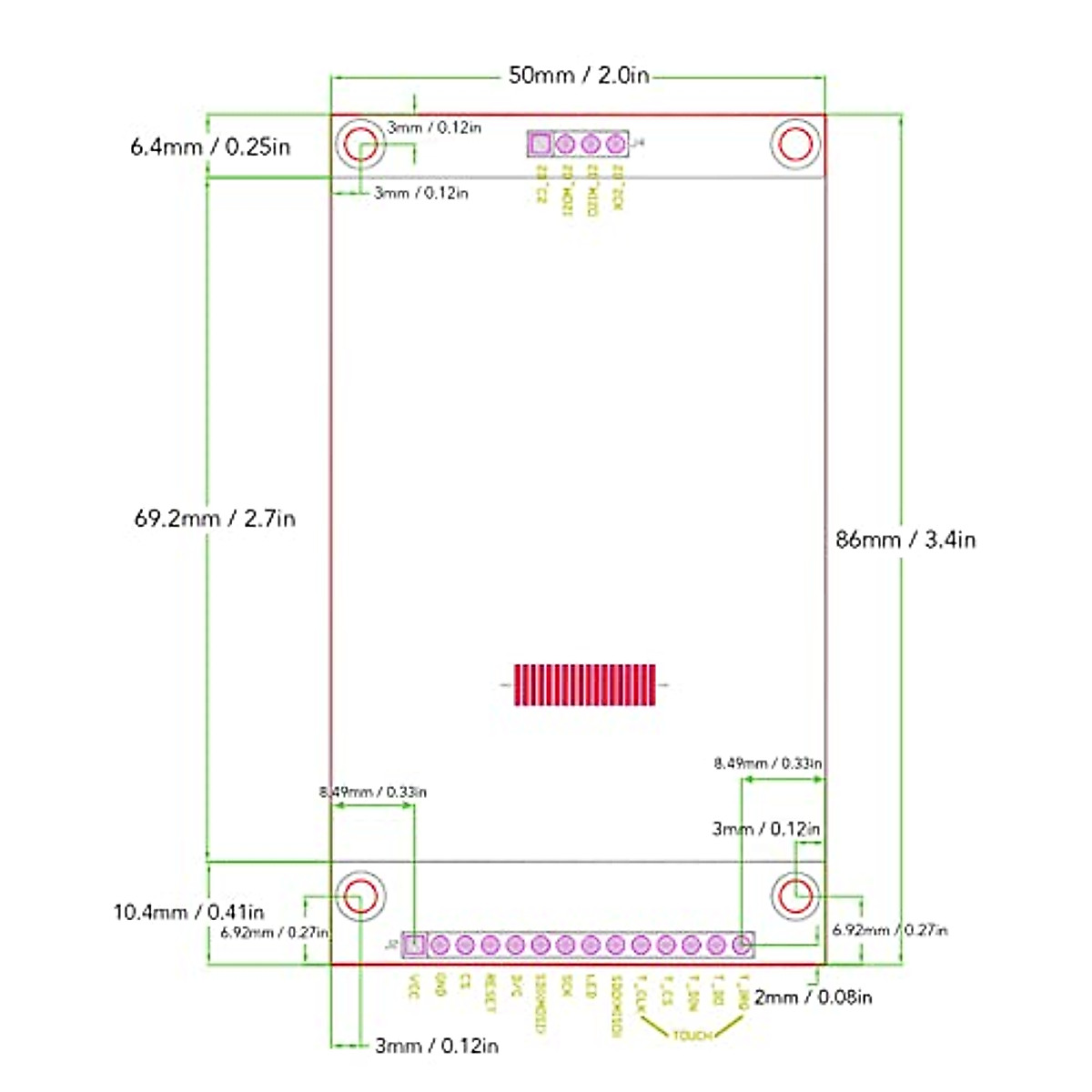 ASHATA 2.8in TFT LCD Display Module, LCD Module 320x240 Resolution, with Stylus 240x320 TFT Module 9 IO Touch Screen Monitor Module for Development Board