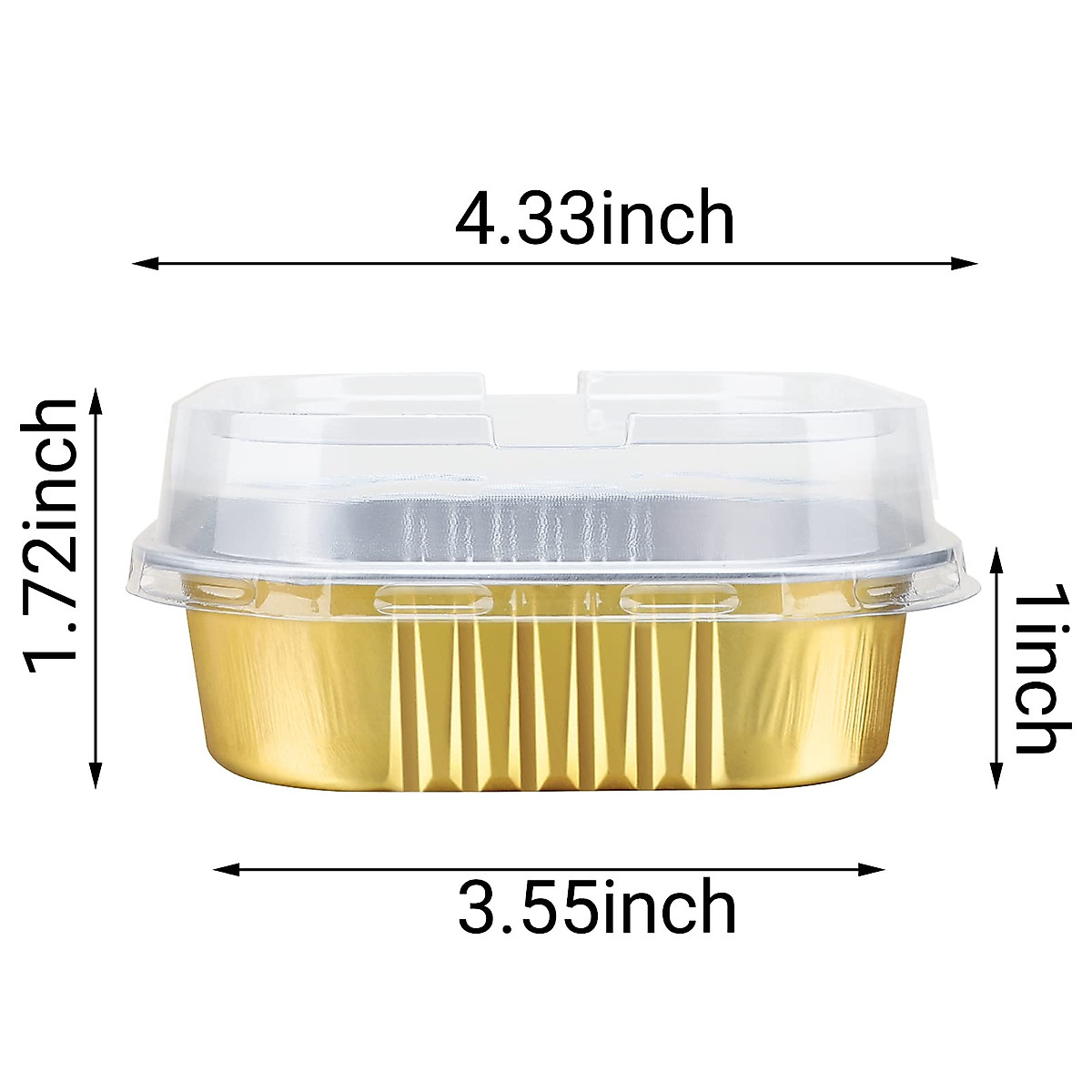 EUSOAR Cupcake Liners with Lids, 8oz 50pcs Gold Aluminum Foil Square Baking Cups Disposable Ramekins Tins for Muffin Pie Lava Cakes Flan Quiche, for Wedding Birthday Christmas Party