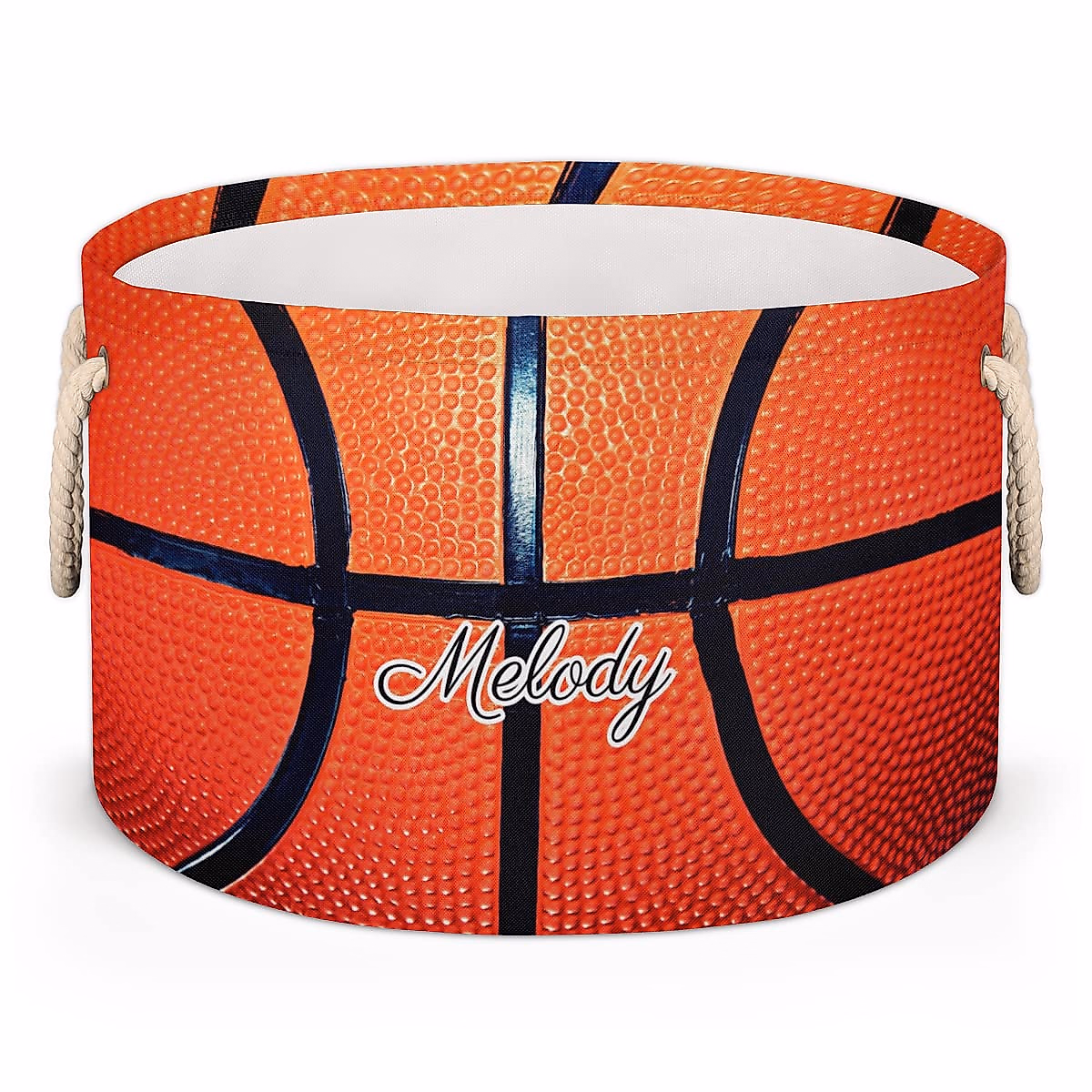 Sport Basketball Personalized Extra Large Baskets for Blanket Storage, Basketball Print Storage Basket Bins Living Room Baby Toy Nursery Laundry Basket Big Round Basket
