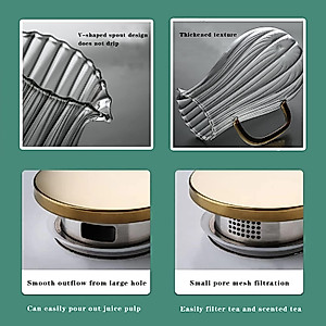 Glass Pitcher With Lid Amber Round Water Carafe with handle and Spout for Homemade Beverage, Juice,Hot Coffee, Iced Tea and Milk （62oz）