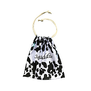 Bitt Sportswear Personalized Gymnastics Grip Bag in Cow Print with Crystals Options (Black Cow Print)