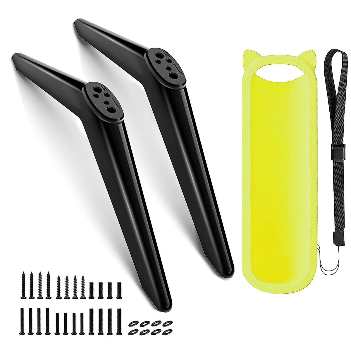 Base TV Legs for TCL Roku TV Stand with Yellow Glow Remote Cover, TV Feet Replacement for TCL TV Stand Legs for 28 32 40 43 49 50 55 65 Inch TV - 32S321 40S325 43S303 50S425 55S525 65S425 with Screws