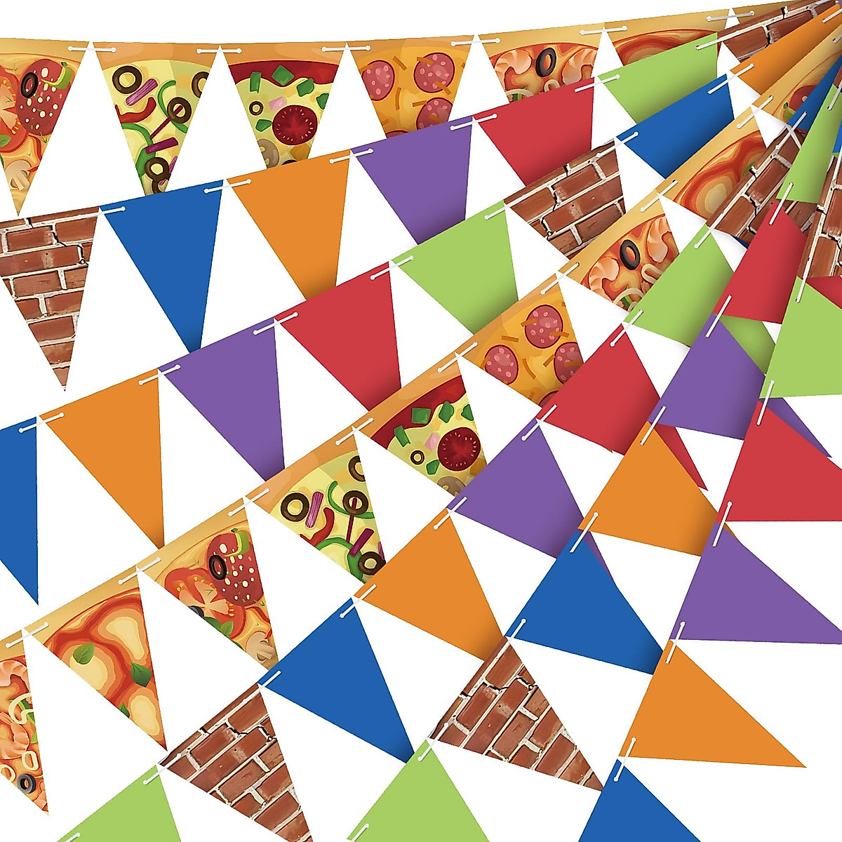 FuWeave 5 Pcs Turtle Party Banners Pizza Birthday Party Decorations Turtle Paper Banner Turtle Garland Pizza Pennant Flags Green Turtle Triangular Flag for Turtle Birthday Party Supplies