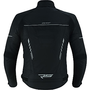 RS Motosports All Season Racing Motorbike Jacket for Men Water Proof & Breathable Motorcycle Jacket with Textile Fabric (US, Alpha, X-Large, Regular, Regular, Black/Black)