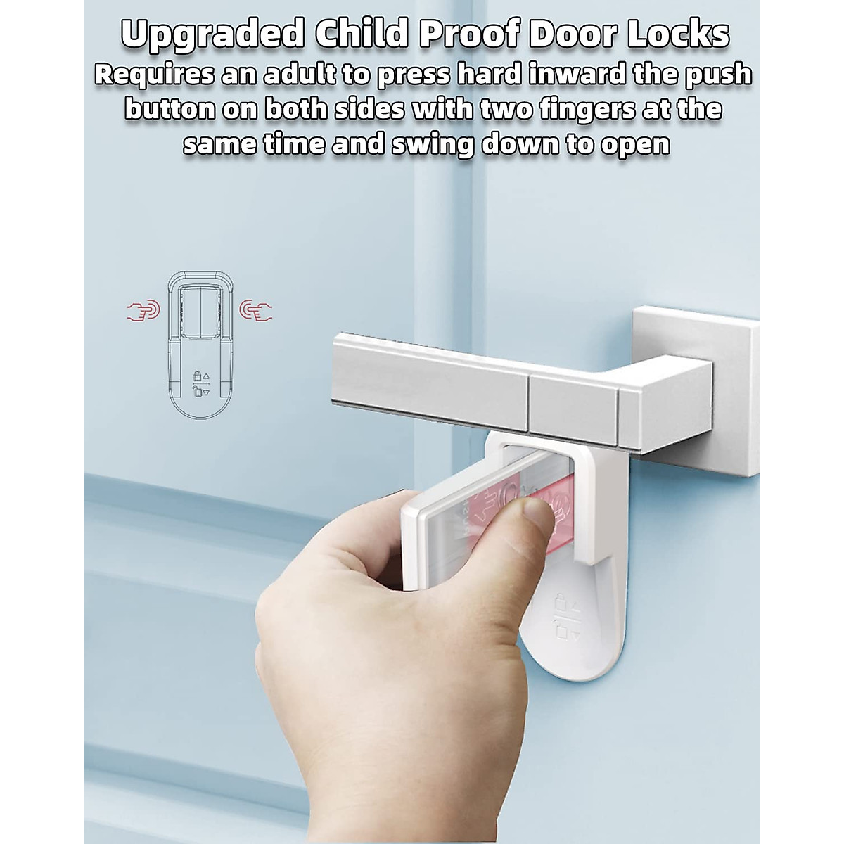 Childproof Door Lever Lock AOSITE 4 Pack Door Handle Lock 3M Adhesive Baby Safety Door Lever Locks for Toddlers Child Safety Locks for Doors Prevent Toddlers from Opening Doors No Tools Need or Drill