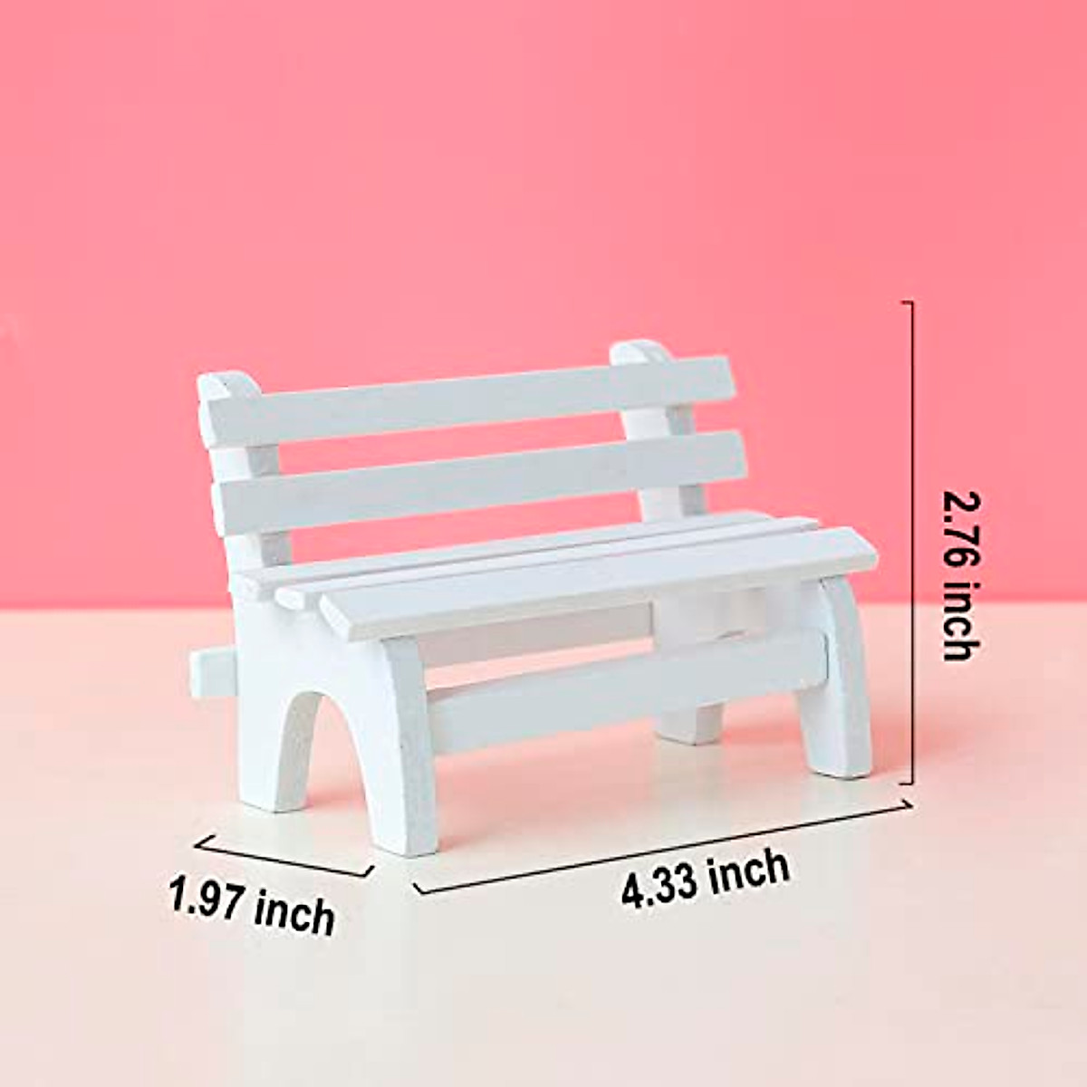 1:6 Scale Miniature Bench Mini Wooden Park Benches Handmade Small Fairy Garden Chair for Crafts Mini House Decoration Photo Props,Pack of 2
