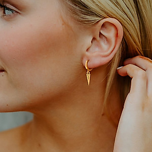 SANNYRA Spike Earrings for Women - 14K Gold Plated Earrings - Hoop Dangle Earrings Jewelry - Gold Huggie Hoop Earrings for Women