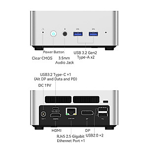 MINISFORUM UN1265 Mini PC 12th Gen Core i7-12650H(10C/16T) Mini Computer 32G RAM+1TB SSD, Expandable HDD Slot, HDMI/DP/USB-C 4K@60Hz Outputs, WiFi 6E/BT5.2/2.5G LAN, 4xUSB Port Desktop Computer