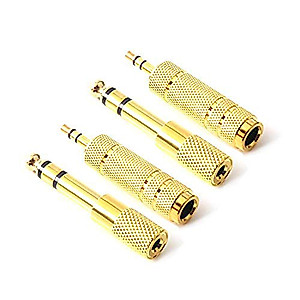 SiYear 3.5mm 1/8 inch TRS Plug to 6.35mm 1/4 inch Jack and 3.5mm Female to 6.35 Male Plug Gold Plated Set Audio Stereo Adapter Converter for Headphone, Microphone (4 -Pack)