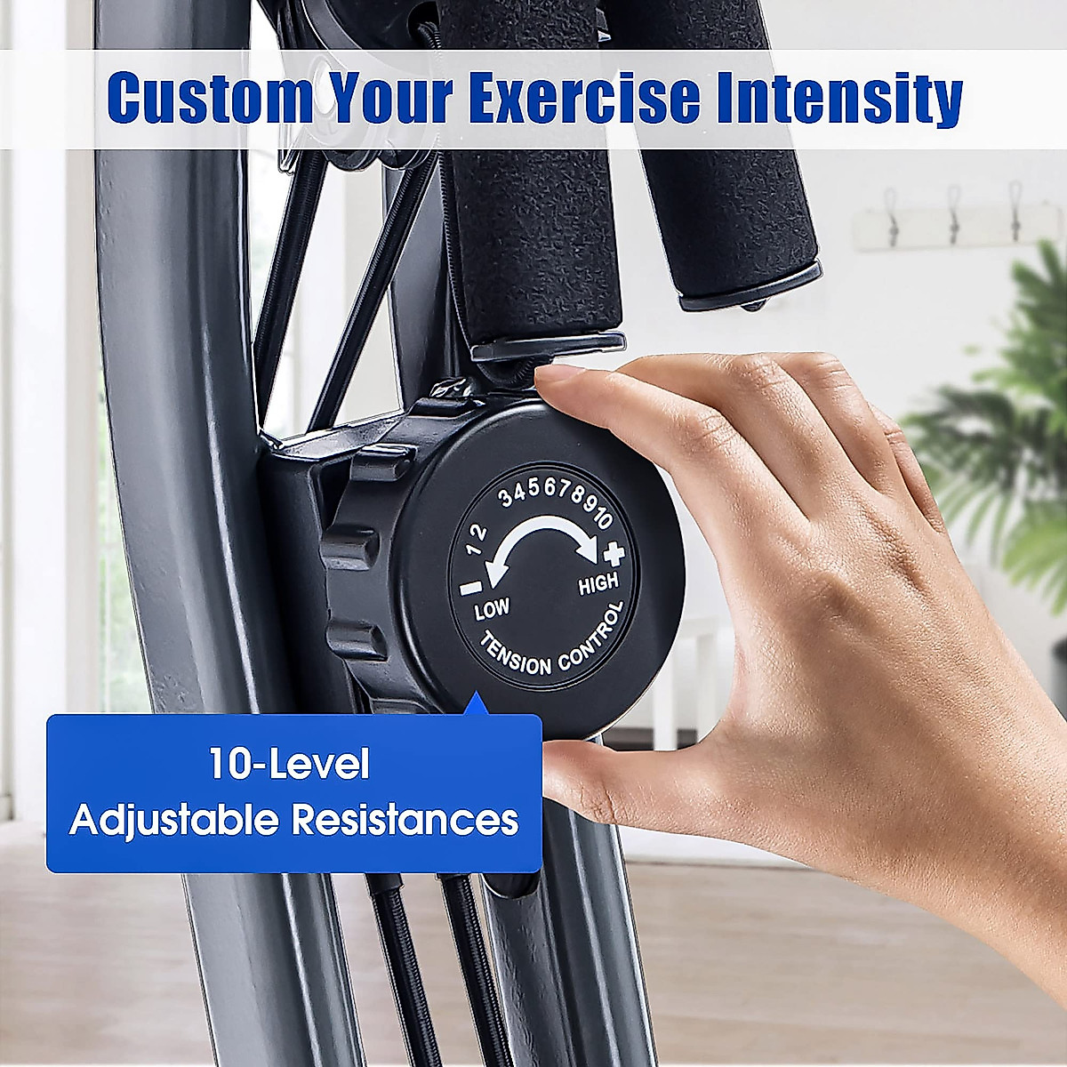 Merax 3 in 1 Adjustable Folding Exercise Bike Convertible Magnetic Upright Recumbent Bike with Arm Bands (Blue&Gray)