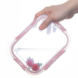 YANGNAY 10 Pack Glass Food Storage Containers with Airtight Lids, Leak-Proof Meal Prep Containers with Lids, Dishwasher/Microwave/Oven/Freezer Safe (Pink)