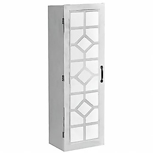 FirsTime & Co. White Eloise Jewelry Armoire, Necklace Organizer for Bedroom Storage, Full Length Mirror Wall Vanity, Wood, Farmhouse, 43 x 14 inches