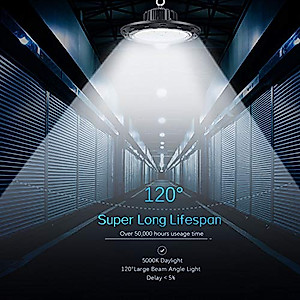 Vemofoper UFO LED High Bay Light 100W Ultra Bright Ceiling Lamp for Garage,Shop,Gym,Warehouse Work Commercial Lighting Grade 15000LM 120V 5000K IP65 (100W)