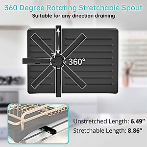 Beacron Dish Drying Rack, 2 Tier Dish Racks Drainboard Set for Kitchen Counter with Swivel Spout, Rustproof Aluminum Dish Drainer Compatible with Utensil Holder, Cup Holder (Rose Gold)