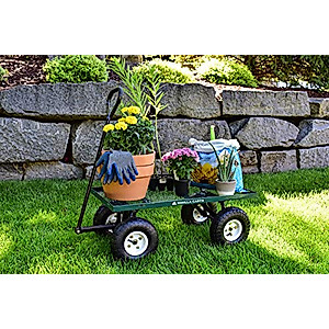 Gorilla Carts GOR400-COM Steel Garden Cart with Removable Sides, 400-lbs. Capacity, Green