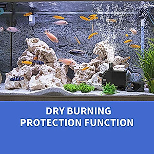 Winkeyes 800GPH Fountain Pump, 70W Outdoor Fountain Pump with Anti Dry Burning, Ultra Quiet Submersible Pond Pump with 10ft High Lift, 5.9ft Power Cord, 3 Nozzles, No Water Flow Adjustment (Black-70W)