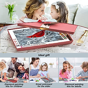 Stalente Diamond Painting Kits for Adults, Cardinal 5D DIY Diamond Art Kits for Beginners Round Full Drill Diamond Painting for Home Wall Decoration Gift 12×12inch, Birds