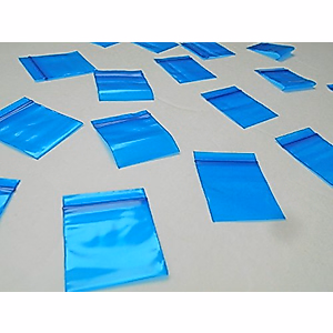 Mini Poly Bags (1.5"x1.5") Small Plastic Baggies, Thick 2mil, Colorful Rave Party Pouches (1515) Tiny Ziplock Dime Bag (100, Blue)